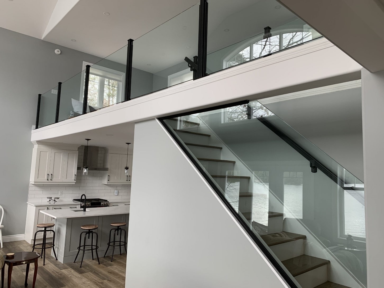 glass railing indoor - Custom Dream Stairs